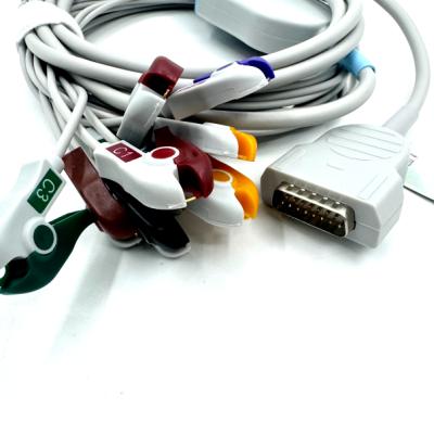 China Med Accessories Compatible 10 Lead EKG Cable with Grabber End Medical-Grade TPU Latex Medical Consumables RoHS Certified for sale