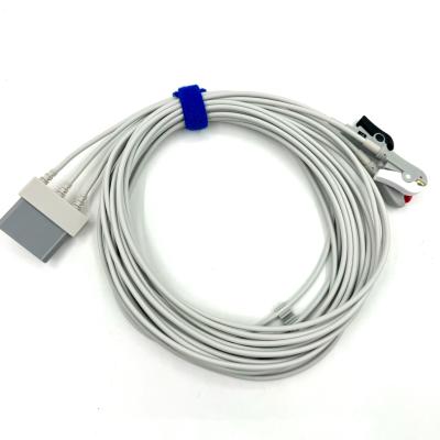 China High Quality Med Accessories RoHS Certified Diagnostic Silicone IEC Color 3-Lead Grabber ECG Cable Leadwire for sale