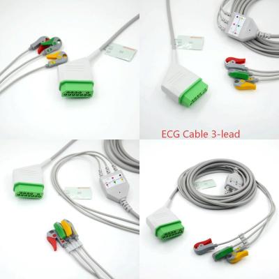 China Compatible Nihon Kohden High Quality Factory Manufacturer Monitor Medical Accessory 3 Leads ECG Cable Class II RoHS Certified 3 for sale