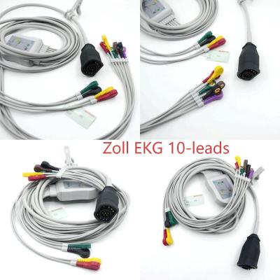 China Med Accessories Hospital-Grade Class II Diagnostic EKG Cable 10-Lead Zoll Compatible Medical Alcohol Disinfecting RoHS Certified for sale