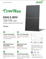 China Jinko Tiger Neo JKM710‑735N‑66HL5‑BDV‑Z4 N‑Type TOPCon Bifacial Dual‑Glass Solar Panel 710‑735W SMBB 132 Half‑Cell PV Module for Commercial Ground Solar Farm System for sale