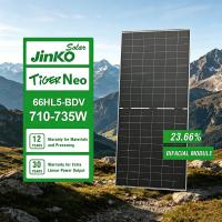 China Jinko Tiger Neo JKM710‑735N‑66HL5‑BDV‑Z4 N‑Type TOPCon Bifacial Dual‑Glass Solar Panel 710‑735W SMBB 132 Half‑Cell PV Module for Commercial Ground Solar Farm System for sale