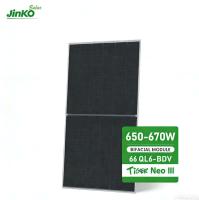 China Jinko Tiger Neo JKM650‑670N‑66QL6‑BDV‑F2‑CN N‑Type TOPCon Bifacial Dual‑Glass Solar Panel 650‑670W 264‑Cell PV Module for Home Commercial Ground‑Mount Solar System for sale