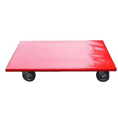 China Heavy Duty Foldable Platform Hand Trolley 4 Wheels Industrial Flat Cart For Mining Warehouse Cargo Transport for sale