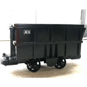 China Side-dumping type Mine CAR Side Dump Mine Car Self-Unloading Mining Cart Traction Locomotive Ore Transport Curved Rail Pull Rod Side Door Unload Mine Loading Equipment Mine Car Ore for sale