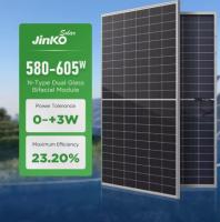China Premium 580-605W N-Type Monocrystalline Mono-Facial Solar Module featuring 144 high-efficiency cells. Dimensions: 2281x1134x30mm. IP68 waterproof, CE & TUV certified, backed by a 30-year warranty. for sale