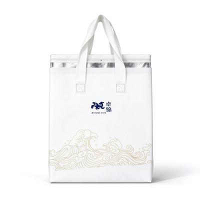 China Milk Tea Beverage Insulation Takeaway Bag Non-Woven Aluminum Foil Single/Double Cup Hand Length Handle Customizable for Catering for sale