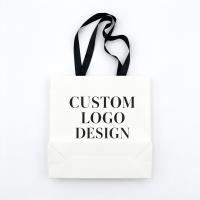 China Wholesale Price Recycled Materials Hot Stamped Logo Printed Luxury Clothing Socks Packing Paperboard Shopping Bag Ribbon Low MOQ for sale