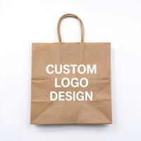China Recyclable Kraft Paper Food Packaging Tote Bag with Twisted Handle for Milk Holiday Gifts Customized Printing & Aqueous Coating for sale