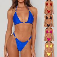 China Nylon Glitter Sexy High Waisted Bikini Nylon Glossy Fabric Push Up Bathing Suits for sale