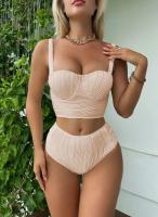 China Hard Cup Bikini Two Piece Swimwear Special Fabric Slim High Waisted White Bikini for sale