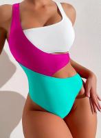 China Bikini Sexy One Piece Bathing Suit Color Matching Conservative Womens One Piece Swimsuit for sale