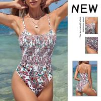 China Sexy Suspender Ladies One Piece Swimsuit Backless Printed One Piece Triangle Swimsuit for sale