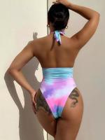 China V Neck Ladies One Piece Swimsuit Tie Dyed Sexy Swim Wear One Piece Women Bikini for sale