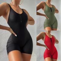 China 1 Piece Sexy Black Swim Suit Zipper Sports U Neck One Piece Swim Suit Hot Spring Beach for sale