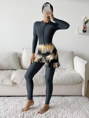 China Slim Beach Muslim Swimsuit Ladies Modest Swimwear Muslim Belly Covering Conservative for sale