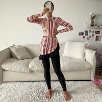 China Conservative Muslimah Swim Wear Dubai Arab Islamic Bathing Suit Striped Long Sleeved for sale