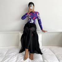 China Dubai Arab Muslim Swimsuit Striped Long Sleeved Conservative Swimsuit for sale