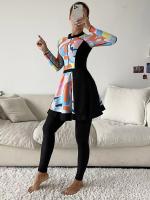 China Geometric Print Muslim Swimsuit Conservative Full Surrounded Islamic Swimming Costume for sale