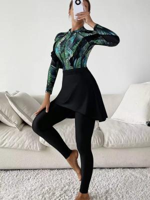 China Long Sleeved Trousers Muslim Swimming Costume Conservative Burkini Hijab Swimwear for sale
