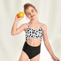 China Stitching One Piece Girl Swim Suits Comfortable Backless for sale