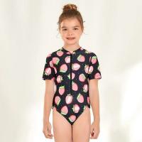 China Strawberry Printed Girls Swimming Suits Cute Zipper Children'S One Piece Swimsuit for sale