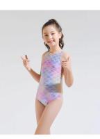 China Triangle Conjoined Girls Swim Suits Mermaid Scales Printed Children Swim Clothes for sale