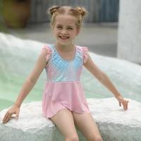 China Fish Scales Printed Girls Swimming Suits Split Bikini Girls Swimming Skirt for sale