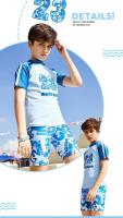 China Summer Big Boy Swimsuit Split Digital Printing Simple Children'S Swimsuit With Swimming Cap for sale