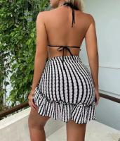 China Slim Bikini Three Piece Swimwear Tether Pleated Skirt Three Piece Bathing Suit for sale