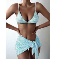 China UPF 50++ Ladies Swimsuit  Skirt 3 Piece Swim Set Slim Green  M L XL  Polyamide for sale