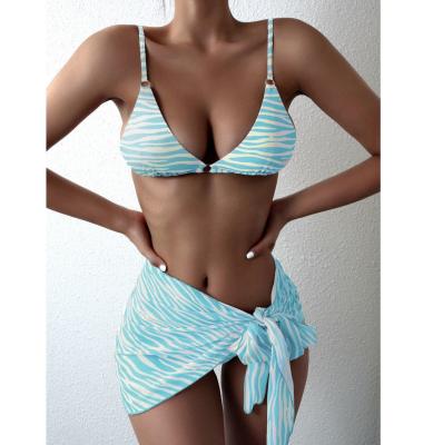 China UPF 50++ Ladies Swimsuit  Skirt 3 Piece Swim Set Slim Green  M L XL  Polyamide for sale