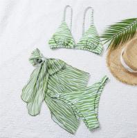 China UPF 50++ Ladies Swimsuit  Skirt 3 Piece Swim Set Slim Green  M L XL  Polyamide for sale