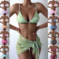 China UPF 50++ Ladies Swimsuit  Skirt 3 Piece Swim Set Slim Green  M L XL  Polyamide for sale