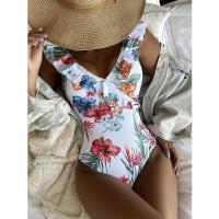 China white and black flowers  Ladies One-Piece SwimsuitmHigh Waist Sexy Bikini , butterfly shoulder design for sale