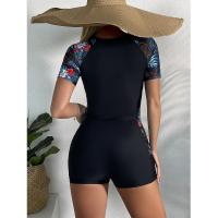 China Black Elastic Function Sport One Piece Swimsuit Printing Colour for sale