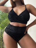 China Velvet Leopard Plus Size Underwire Swim Suit Bikini Plus Size Two Piece Swimsuit for sale