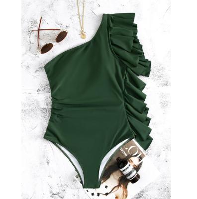 China Nylon One Shoulder One Piece Swimsuit UPF50++ for sale