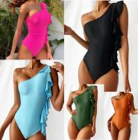 China Nylon One Shoulder One Piece Swimsuit UPF50++ for sale