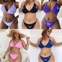 China Three Point Large Size Ladies Swimwear Rhinestone Butterfly Va Va Voom Plus Swimming Suits for sale