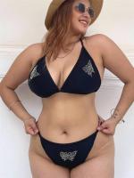 China Three Point Large Size Ladies Swimwear Rhinestone Butterfly Va Va Voom Plus Swimming Suits for sale