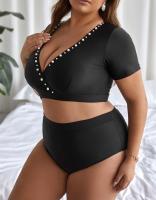 China Pearl Sexy Plus Size Swim Suits V Neck High Waist Bathing Suits For Curvy Women for sale