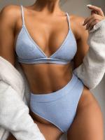 China Polyester Fabric Hot Women Bikinis Big Cup Sexy Bikinis At The Beach High Waist Slim for sale