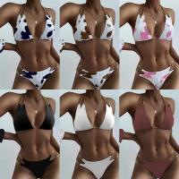 China nylon Fabric Hard Cup Ladies Swimming Suits Bikini Split High Waist Slim Sexy Swimsuit ,milk style bikini polyamide fabr for sale