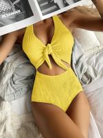 China Ladies One-Piece Swimsuit Sexy Color  Bikini Hot Spring Swimming Dress Woman tie style bikni summer swimsuit  new style for sale