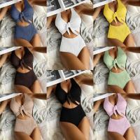 China Ladies One-Piece Swimsuit Sexy Color  Bikini Hot Spring Swimming Dress Woman tie style bikni summer swimsuit  new style for sale