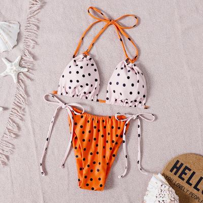 China black point orange style swimwear  High Waist Bikini Women'S Solid Color Sexy 2-Piece /Swimming Suits Bikini  large size for sale