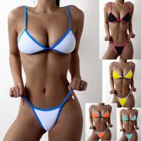 China Sexy Bikini Push Up Stitching Transparent Swimsuit Fashion Split white with blue line edge hot fashion npolyamide fabric for sale