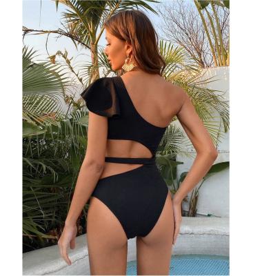 China Black Ladies One-Piece Swimsuit Stitching Gauze High Waist Sexy Bikini Women'S Swimsuit hot summer bikini modern style for sale