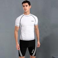 China White Two Piece Mens Swimsuit Diving Suit Youth Mens Two Piece Swimwear for sale